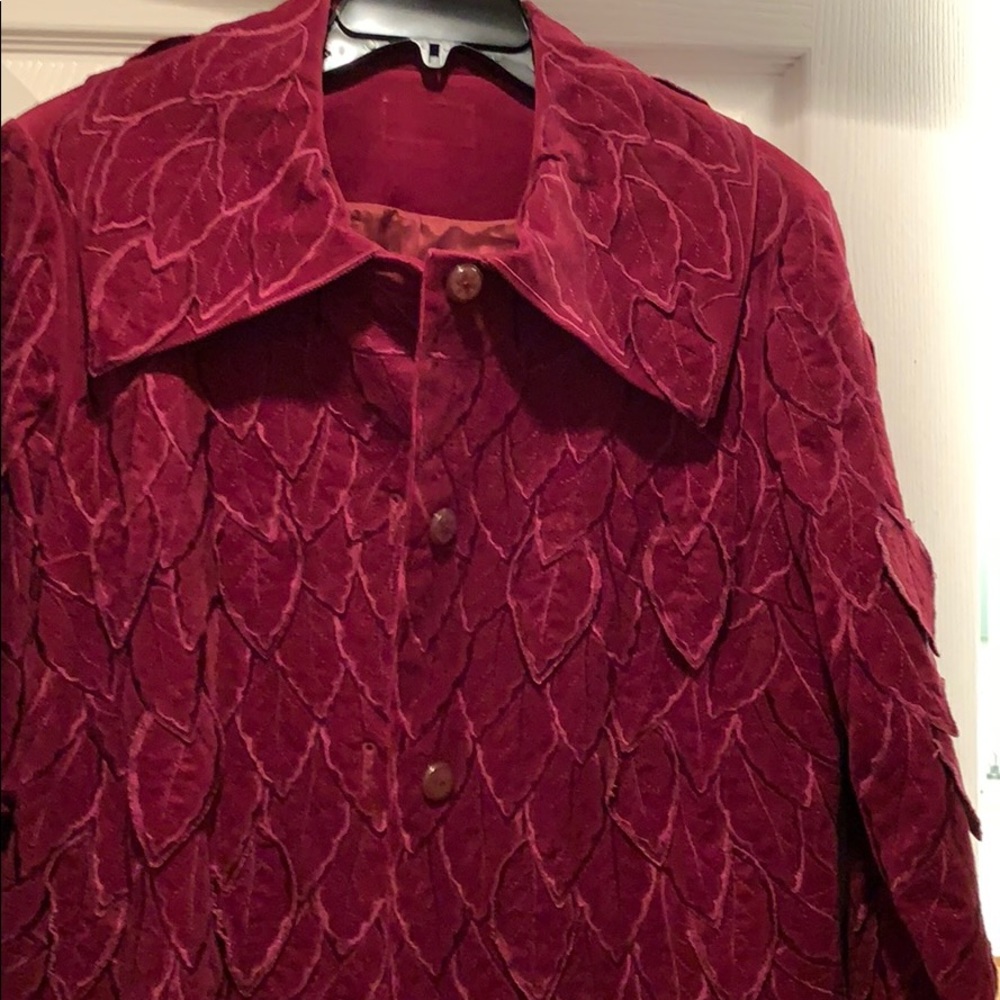 Vintage Corduroy Coat With Leaf Pattern - Gem